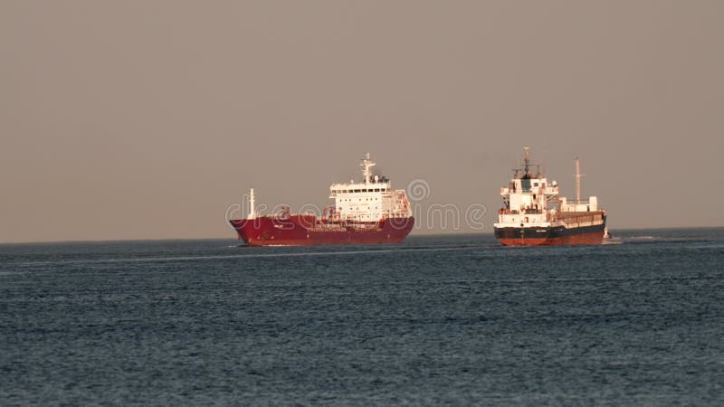 A Containerized Cargo Ship Enters the Port for Unloading Stock Footage ...