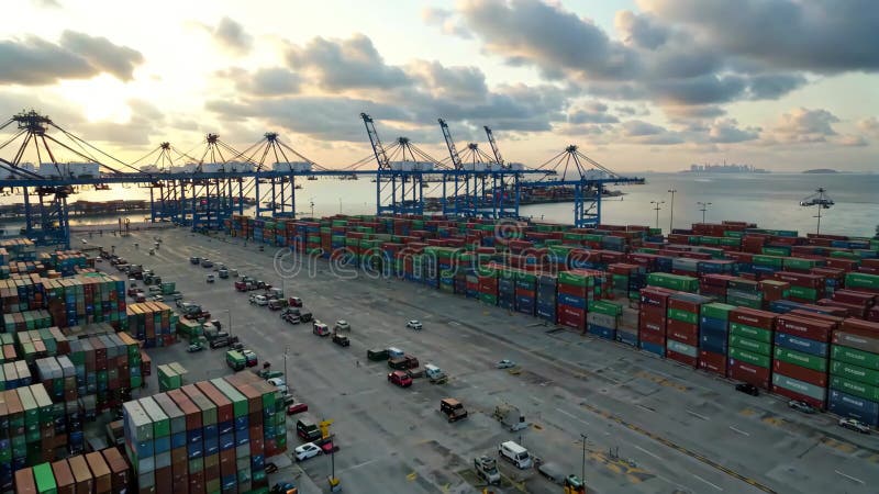 Containerized Freight Scenarios in Ports, Generative AI Stock Footage ...
