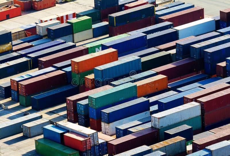 Colorful Metal Freight Shipping Containers Stock Image - Image of heavy ...