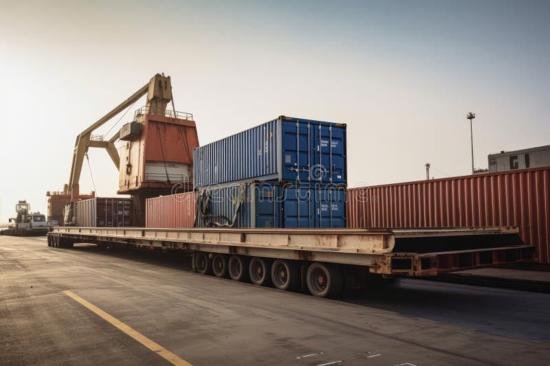 Containers Being Loaded and Unloaded from a Cargo Ship AI Generated ...
