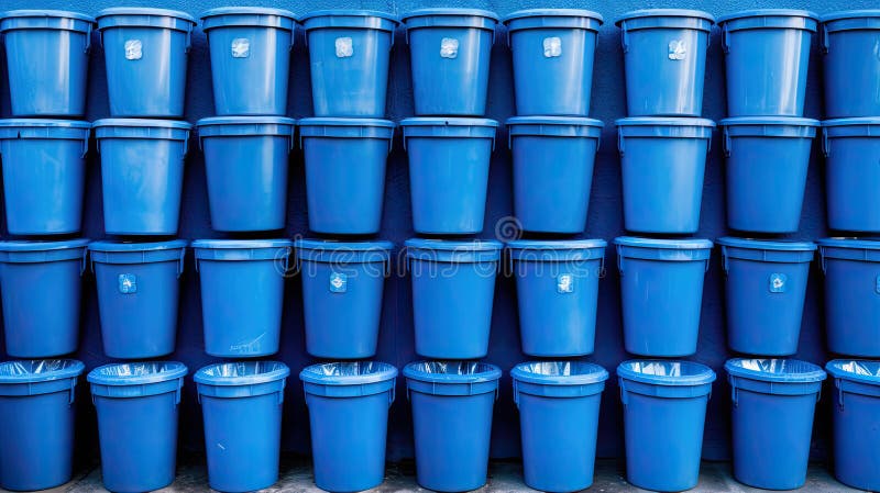 Containers blue trash can stock illustration. Illustration of ...