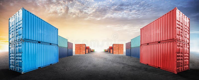 Containers Box from Cargo Freight Ship in Dockyard with Copy Space and ...