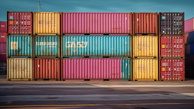 Containers Box from Cargo Freight Ship Generative AI Stock Illustration ...