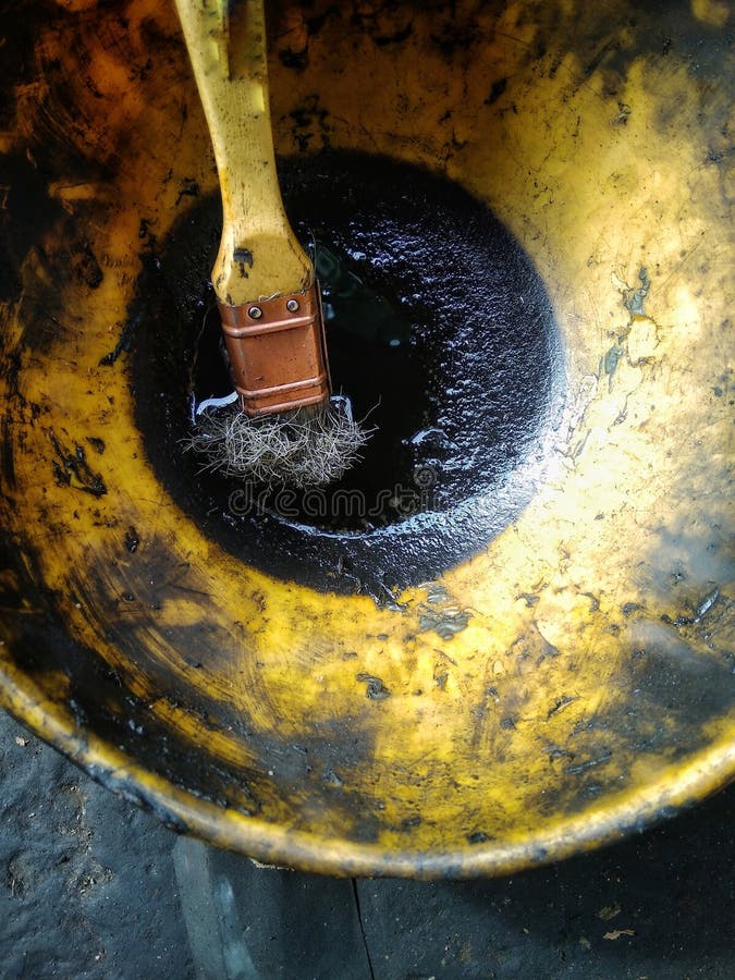 Containers and Brushes that are Soiled with Oil Stock Image - Image of ...