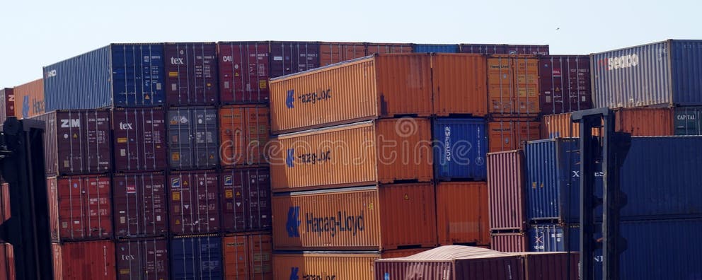 Containers editorial photography. Image of goods, dockyard - 74866722