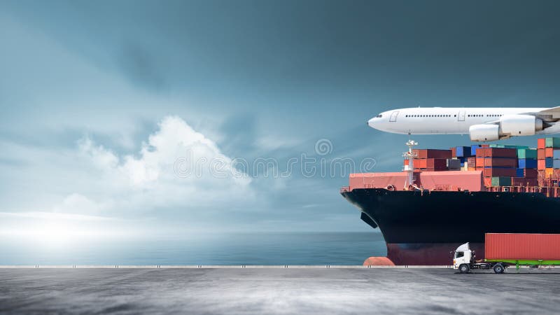 Containers Cargo Logistics Import Export Transport Concept, Big Ship in ...