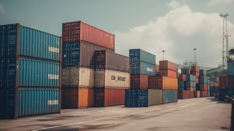 Containers Cargo Ship Import Export Cargo Freight. Al Generated Stock ...