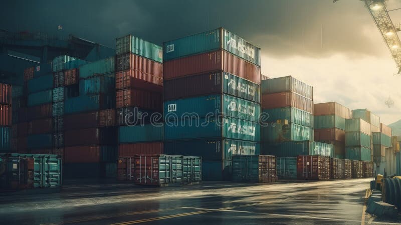 Containers Cargo Ship Import Export Cargo Freight. Al Generated Stock ...