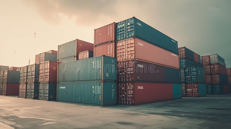 Containers Cargo Ship Import Export Cargo Freight. Al Generated Stock ...