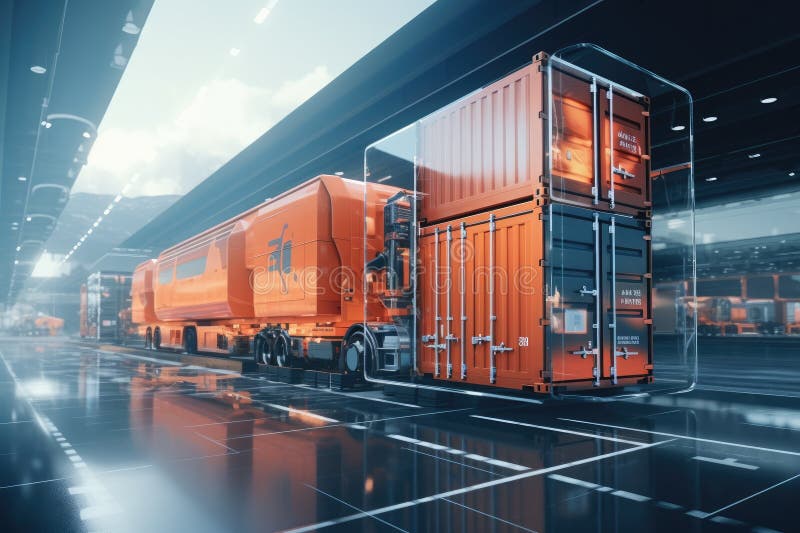 Containers Cargo Ship at Logistic Hub. Generative AI Stock Illustration ...