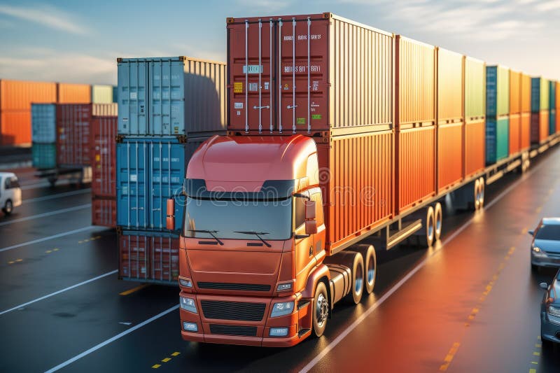Containers Cargo Ship at Logistic Hub. Generative AI Stock Image ...