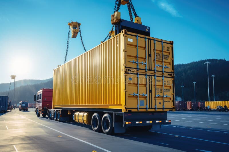 Containers Cargo Ship at Logistic Hub. Generative AI Stock Photo ...