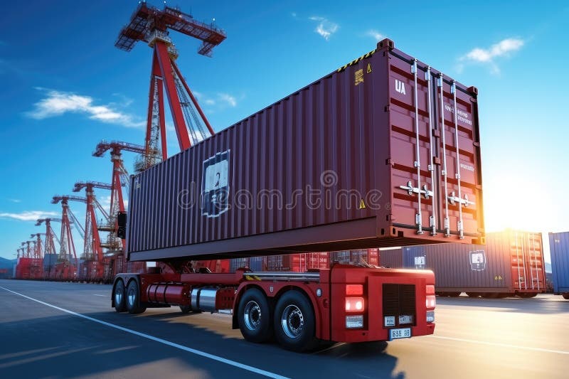 Containers Cargo Ship at Logistic Hub. Generative AI Stock Image ...