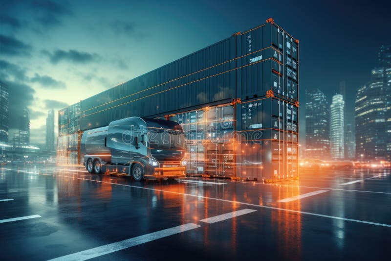 Containers Cargo Ship at Logistic Hub. Generative AI Stock Photo ...