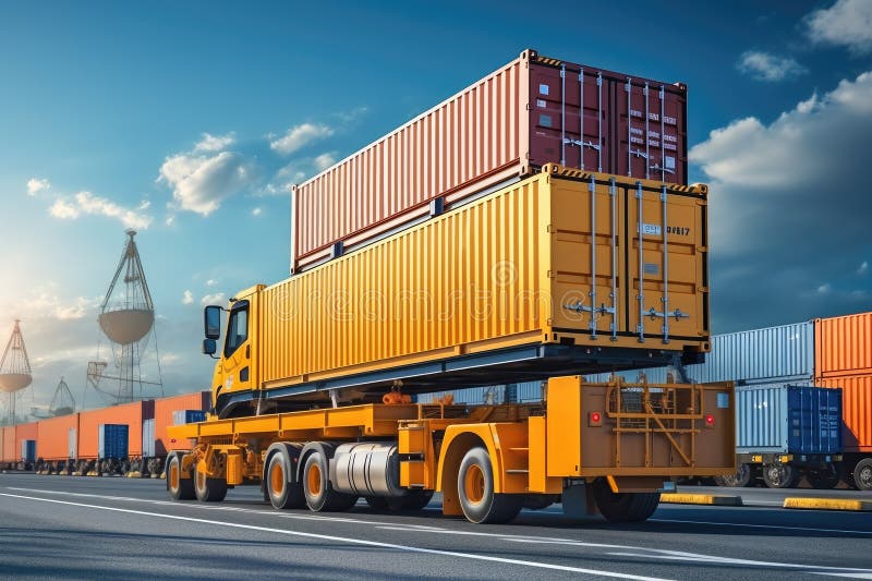 Containers Cargo Ship at Logistic Hub. Generative AI Stock Photo ...