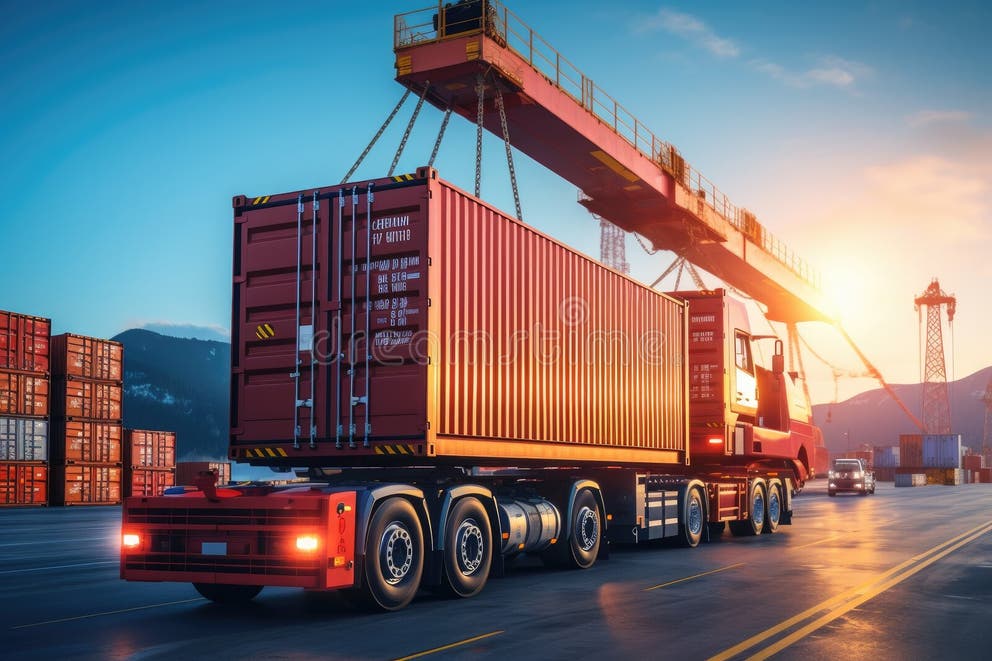 Containers Cargo Ship at Logistic Hub. Generative AI Stock Image ...
