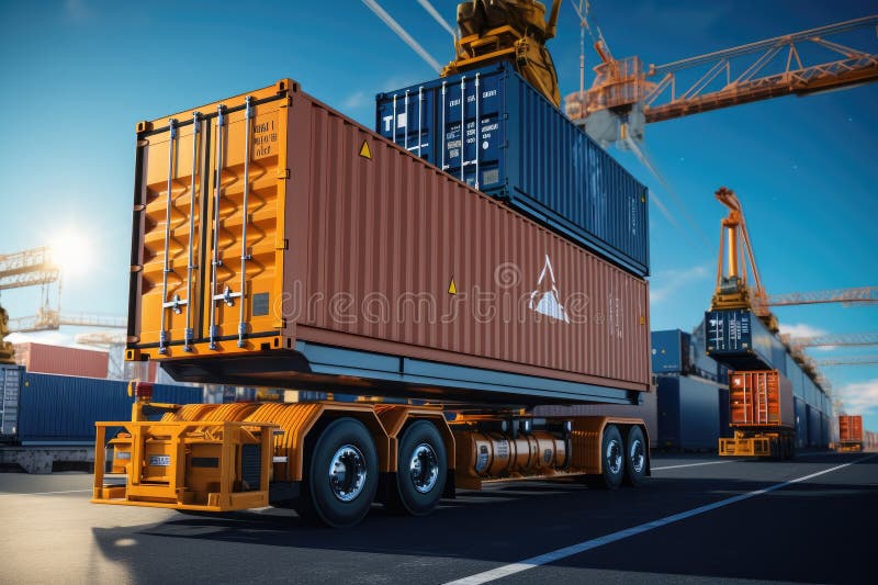 Containers Cargo Ship at Logistic Hub. Generative AI Stock Image ...