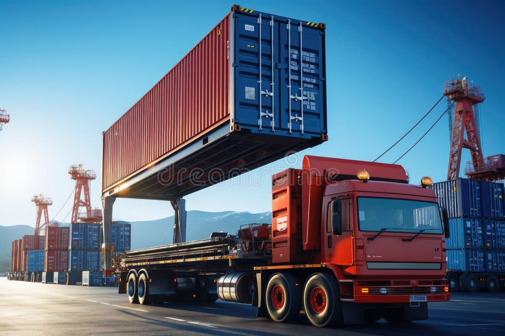 Containers Cargo Ship at Logistic Hub. Generative AI Stock Photo ...