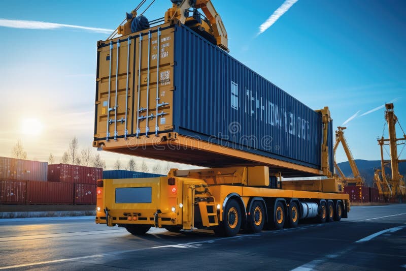 Containers Cargo Ship at Logistic Hub. Generative AI Stock Image ...