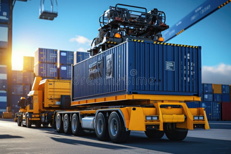 Containers Cargo Ship at Logistic Hub. Generative AI Stock Photo ...