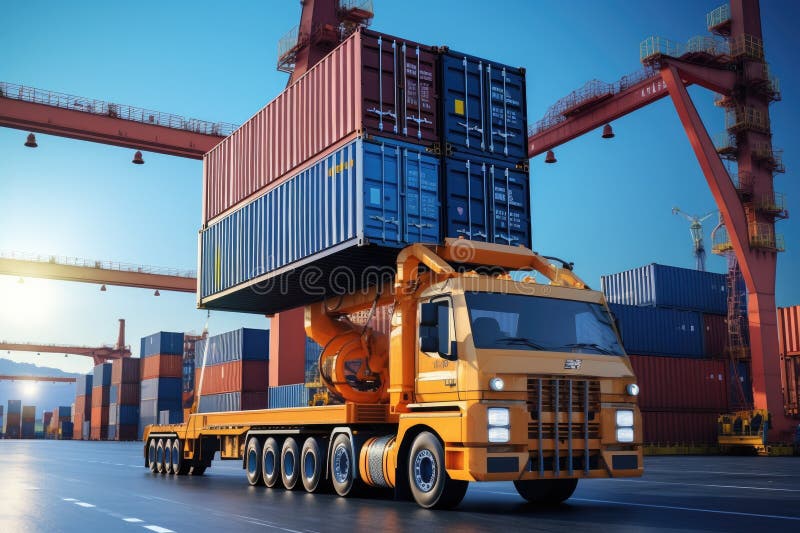 Containers Cargo Ship at Logistic Hub. Generative AI Stock Photo ...
