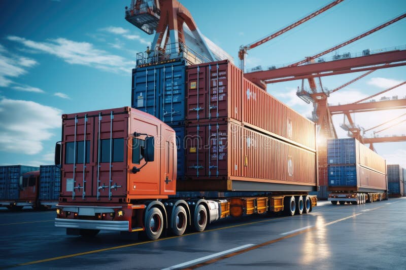 Containers Cargo Ship at Logistic Hub. Generative AI Stock Photo ...