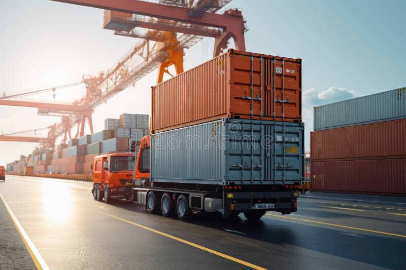 Containers Cargo Ship at Logistic Hub. Generative AI Stock Photo ...