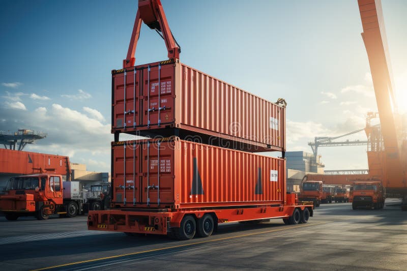 Containers Cargo Ship at Logistic Hub. Generative AI Stock Image ...