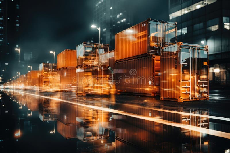 Containers Cargo Ship at Logistic Hub. Generative AI Stock Photo ...