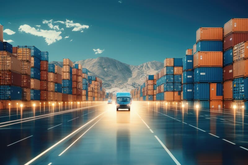 Containers Cargo Ship at Logistic Hub. Generative AI Stock Image ...