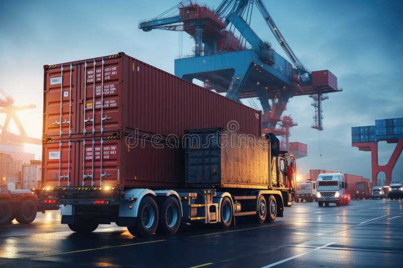 Containers Cargo Ship at Logistic Hub. Generative AI Stock Image ...