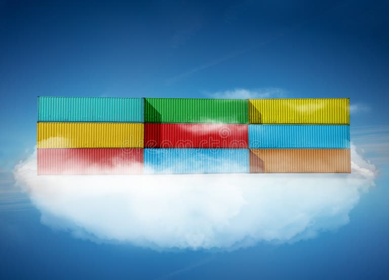 Containers in Cloud, a Software Development Concept Stock Photo - Image ...