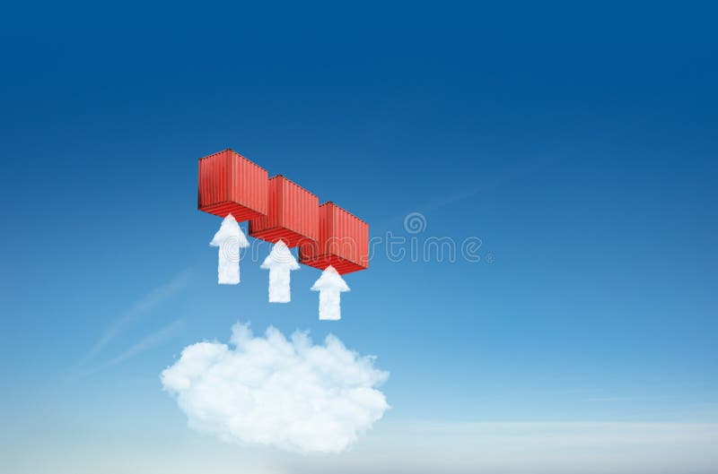 Containers and Cloud Up Arrow Software Concept Stock Photo - Image of ...