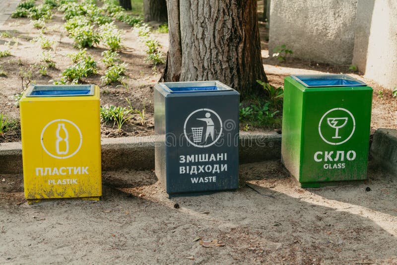 Containers for Collecting Different Types of Garbage Stock Image ...