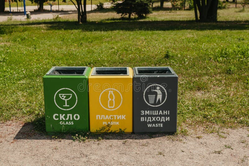 Containers for Collecting Different Types of Garbage Stock Image ...