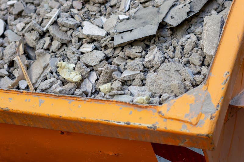 Containers with Concrete Building Rubble on a Construction Site for ...