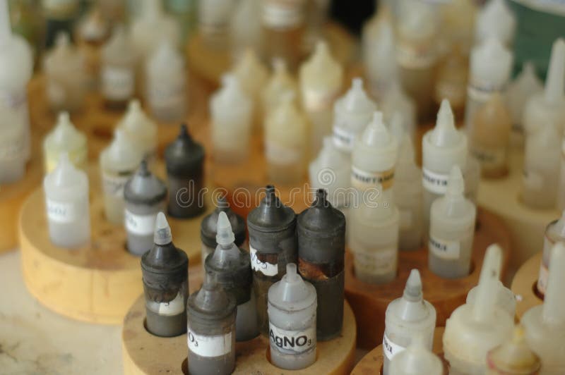 Containers with Different Chemicals in a Laboratory Stock Photo - Image ...