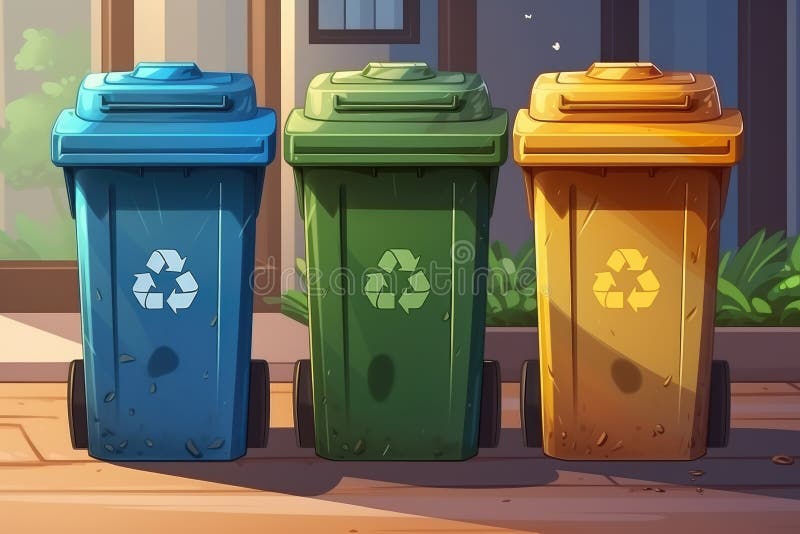 Containers with Different Types. Recycling Concept Stock Illustration ...
