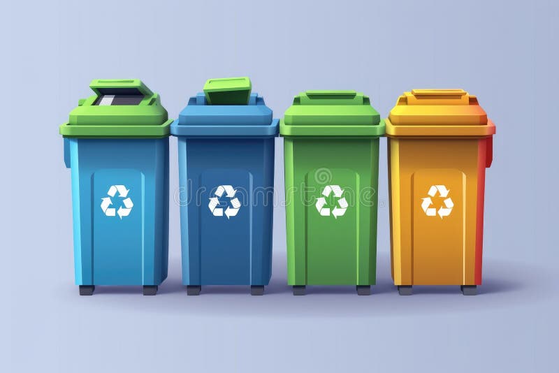 Containers with Different Types. Recycling Concept Stock Illustration ...