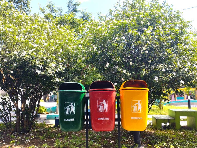 Containers with Different Types of Trash in Three Colors Stock Image ...