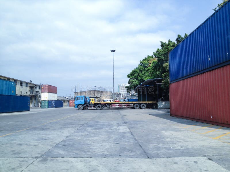 Containers in the dockyard stock photo. Image of land - 59449308