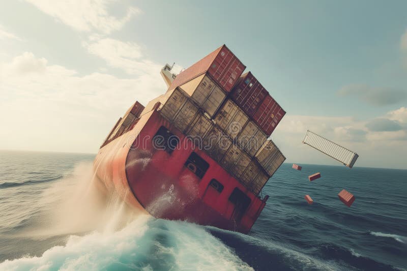 Containers Fall from Cargo Ship in Middle of Ocean Stock Photo - Image ...