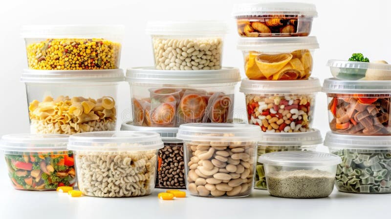 Containers Filled with Various Types of Food, Perfect for Food Storage ...