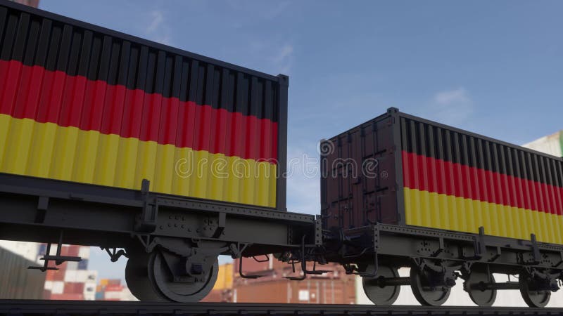 Containers with the Flag of Germany. Railway Transportation Stock ...
