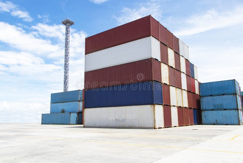 Containers Piled Up on the Yard Waiting for Export. Stock Image - Image ...