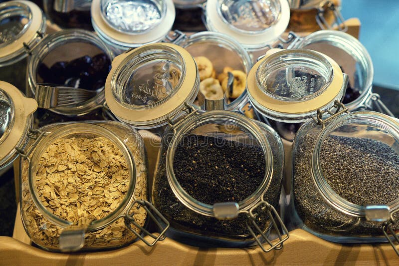 Containers Full of Seeds and Cereals Stock Photo - Image of meal ...