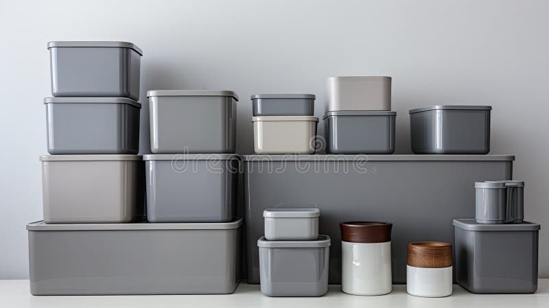 Containers gray plastic stock illustration. Illustration of stack ...