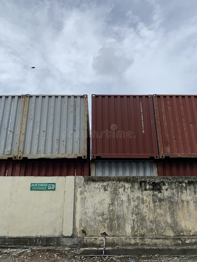 Containers High Up in the Port Stock Photo - Image of brick, containers ...