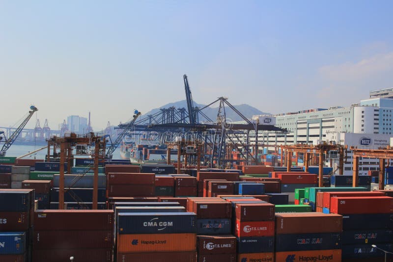 Containers in Hong Kong Kwai Chung Container Terminal Editorial Stock ...