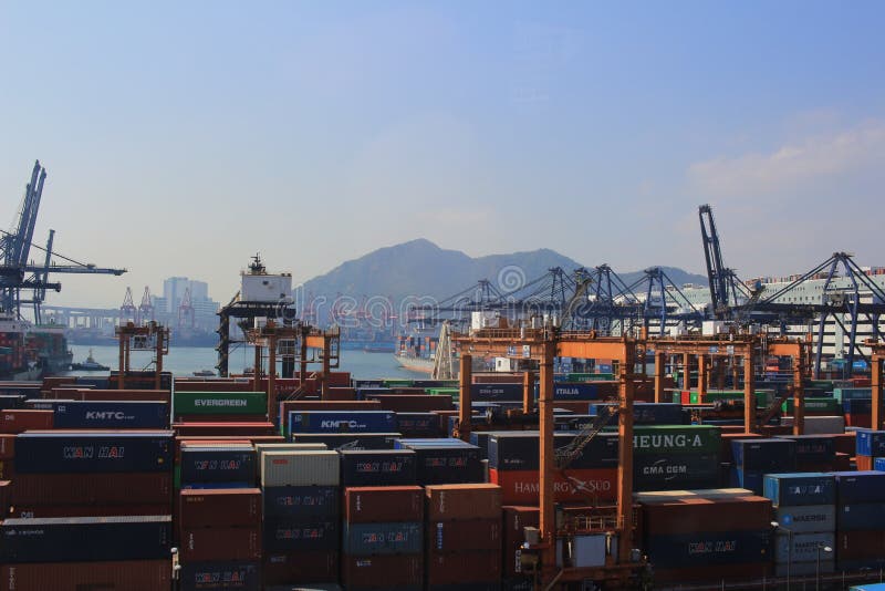 Containers in Hong Kong Kwai Chung Container Terminal Editorial Stock ...